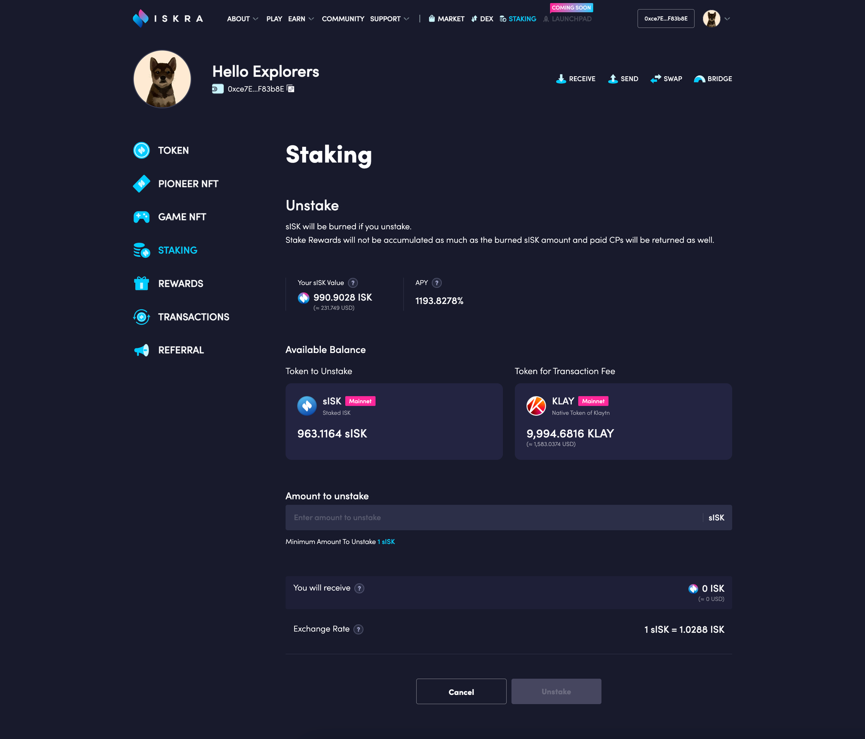 Stake and Unstake Guide – Iskra Help Center